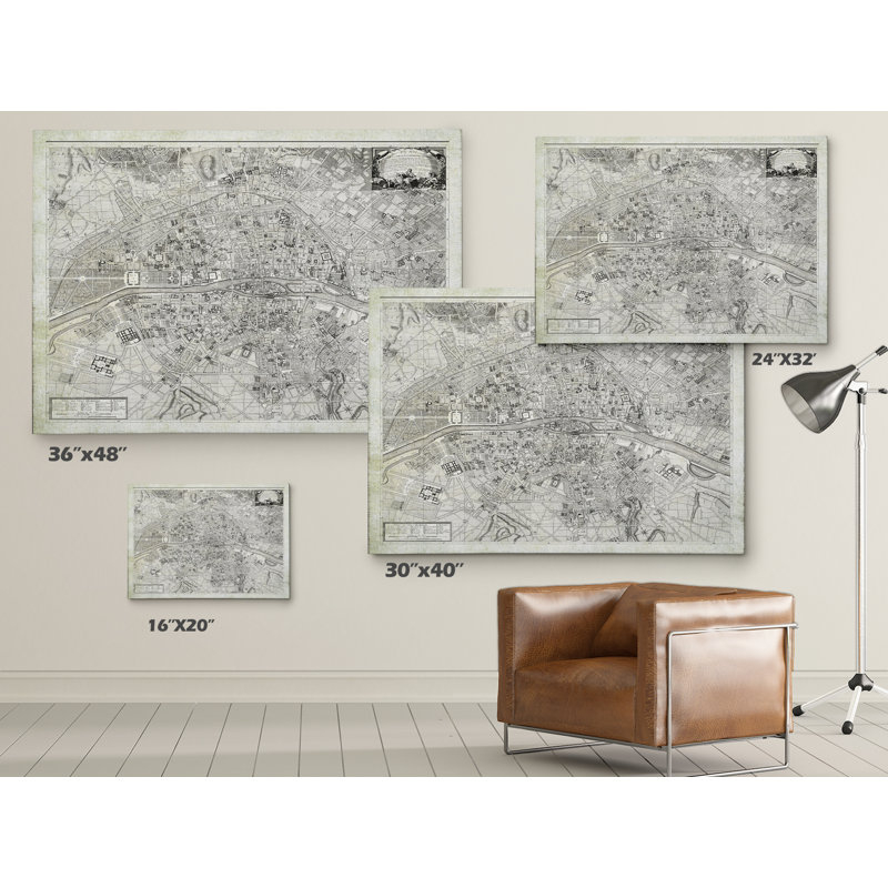 Wexford Home Parisian Sketch Map II - Graphic Art Print on Canvas | Wayfair